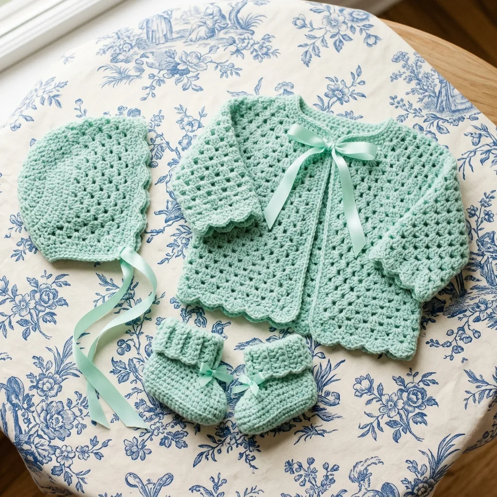 Mint Green Newborn Sweater Set Free Crochet Pattern – Made With Sally