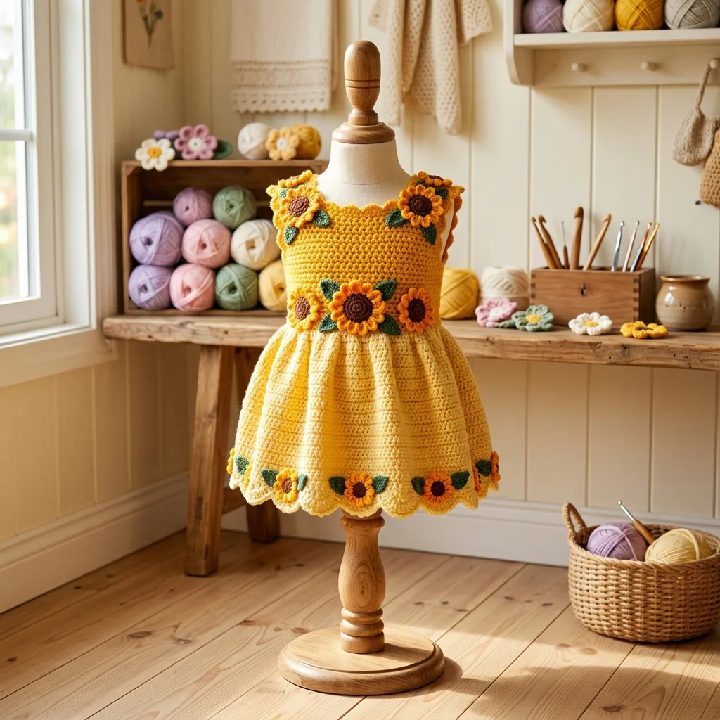 Sunflower Summer Baby Dress Free Crochet Pattern
